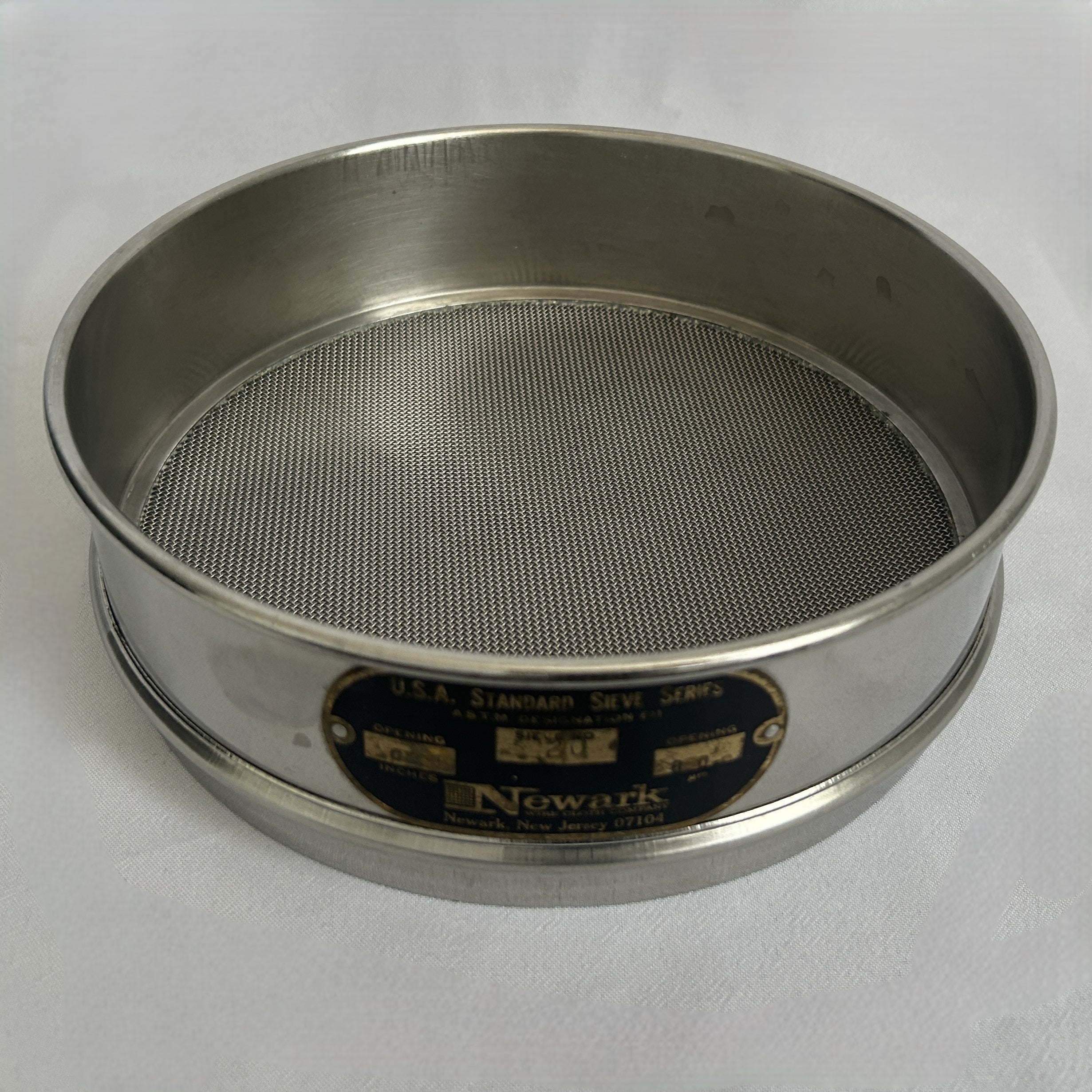 20-Mesh, 8" x 2" Stainless Steel Test Sieve by Newark Wire Cloth Compa ...