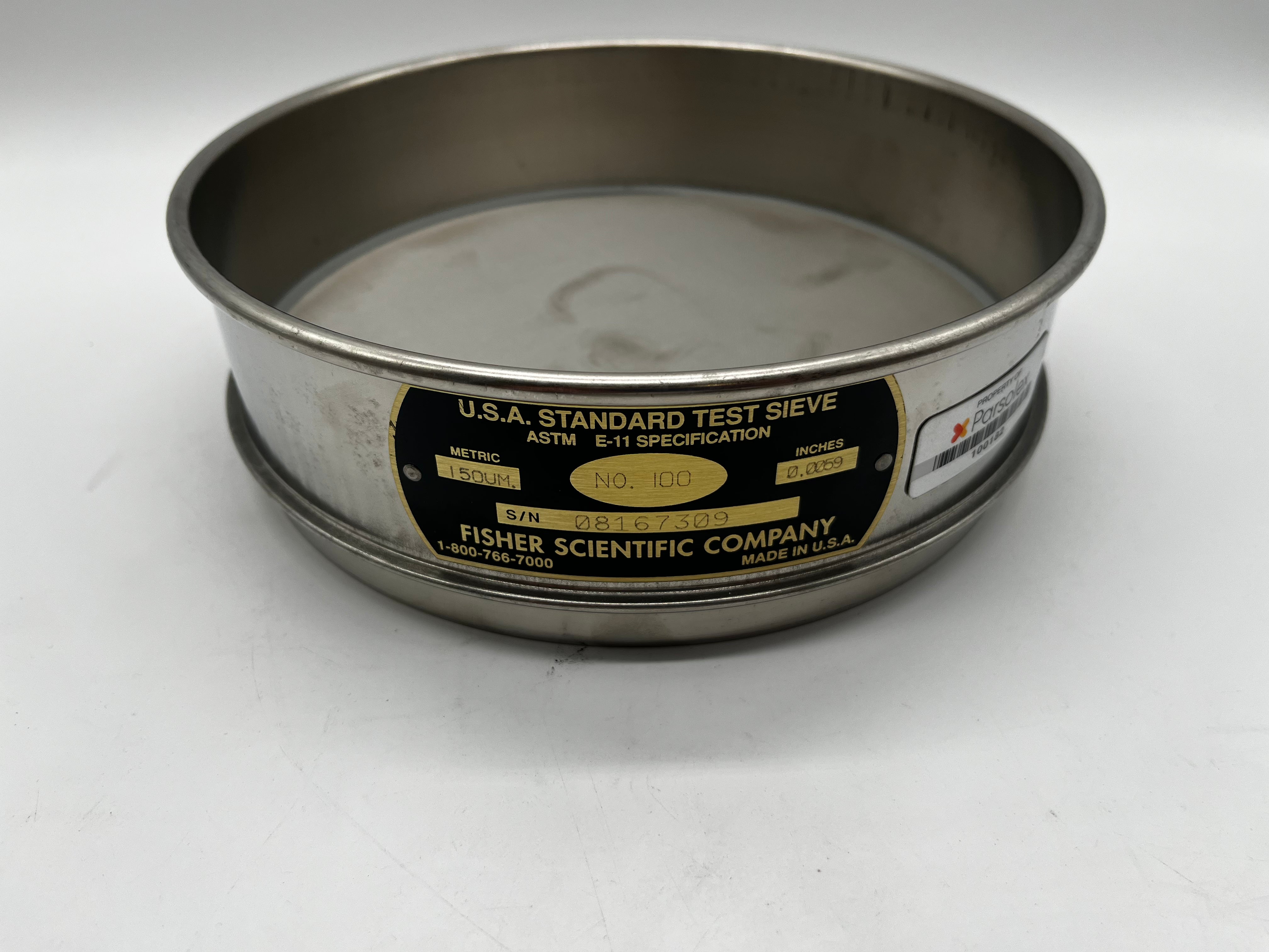 100-Mesh, 8" x 2" Stainless Steel Test Sieve by Fisher Scientific, OEM ...