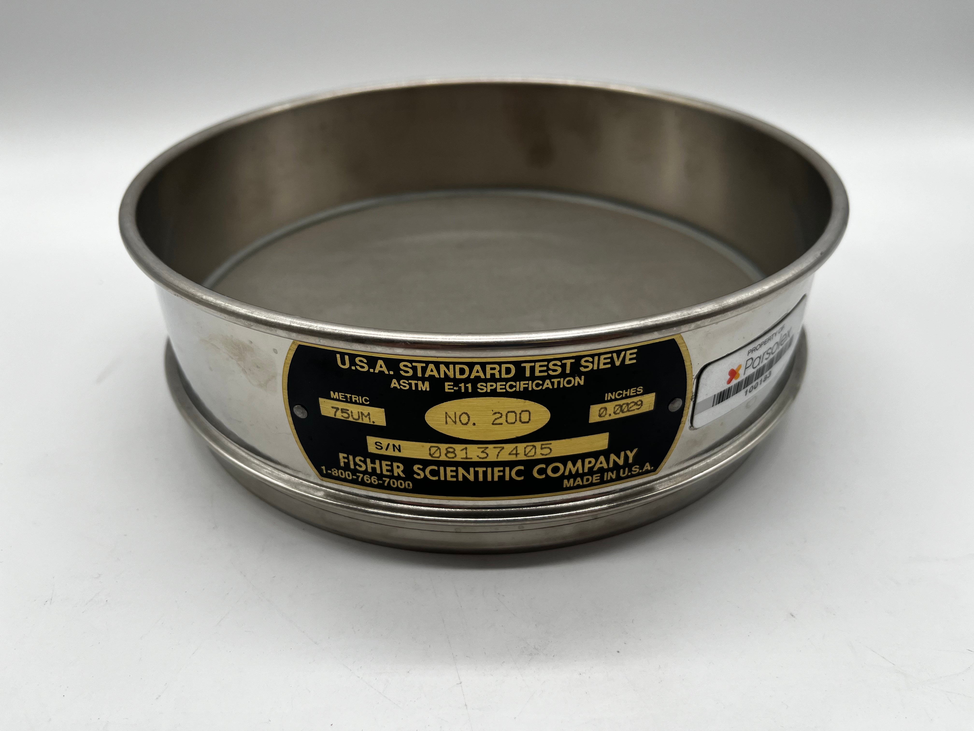 200-Mesh, 8" x 2" Stainless Steel Test Sieve by Fisher Scientific, OEM ...