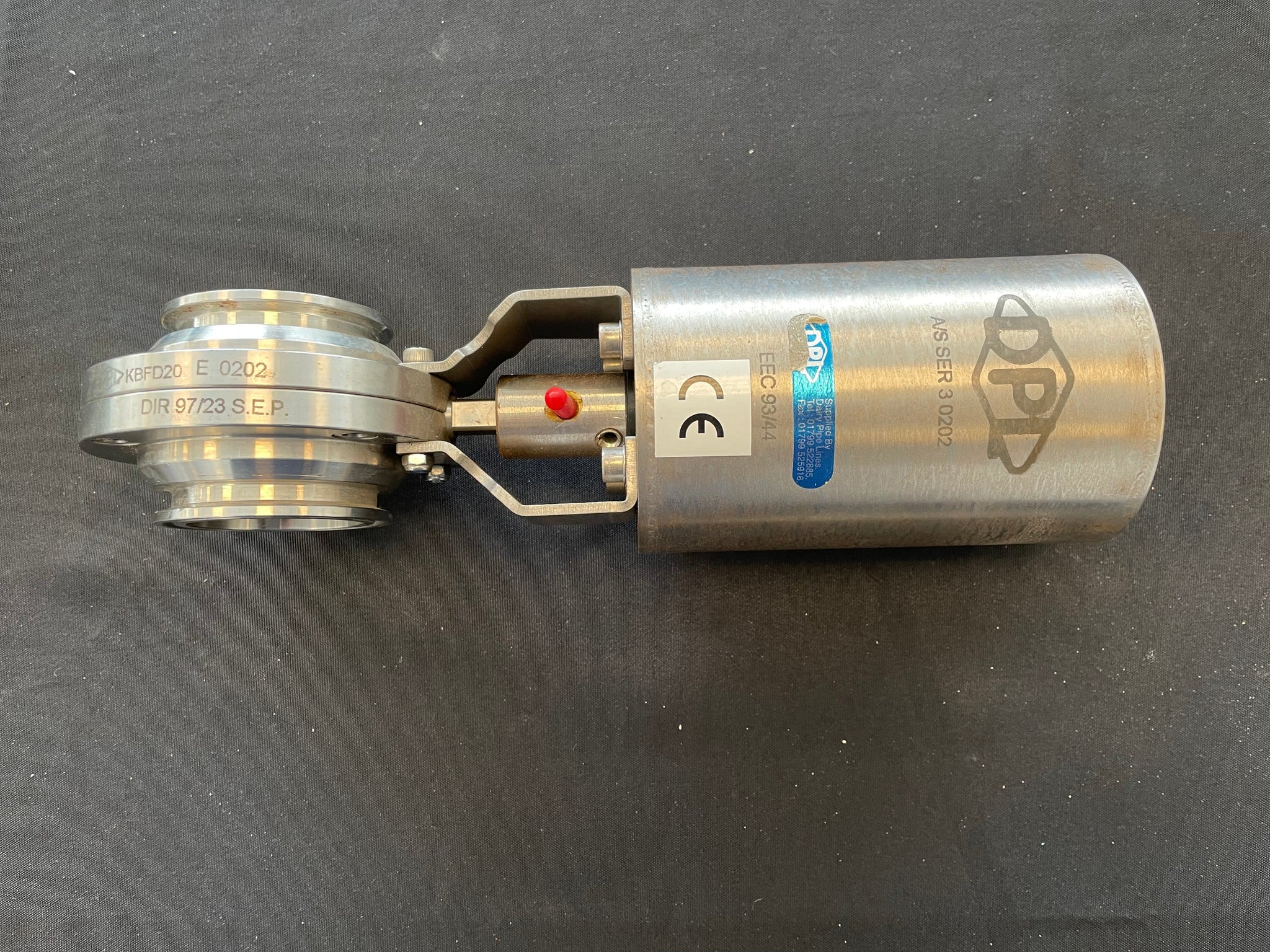2" Butterfly Valve with Pneumatic Actuator and Sanitary Fittings ...